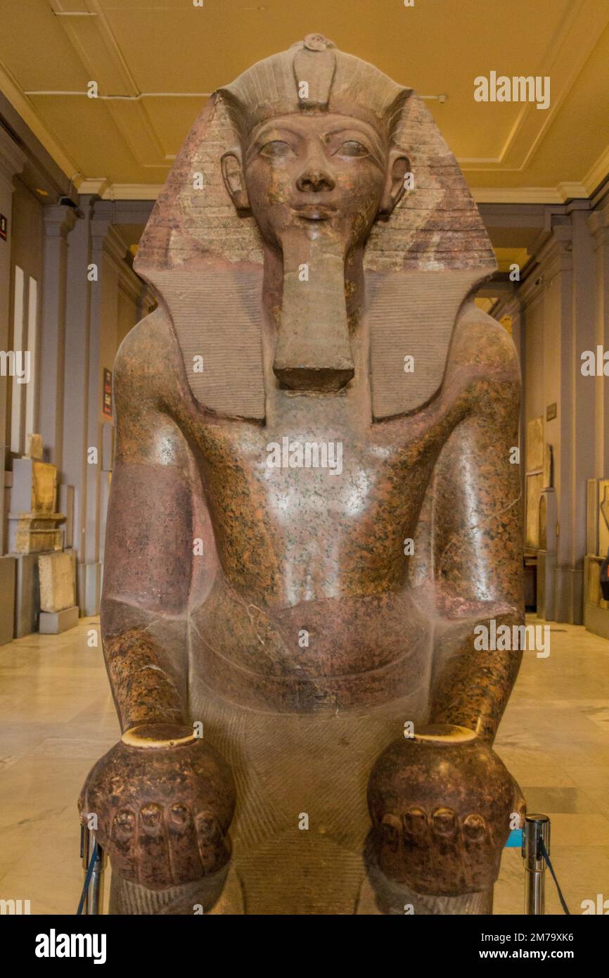 CAIRO, EGYPT - JANUARY 27, 2019: Queen Pharaoh Hatshepsut statue in the ...