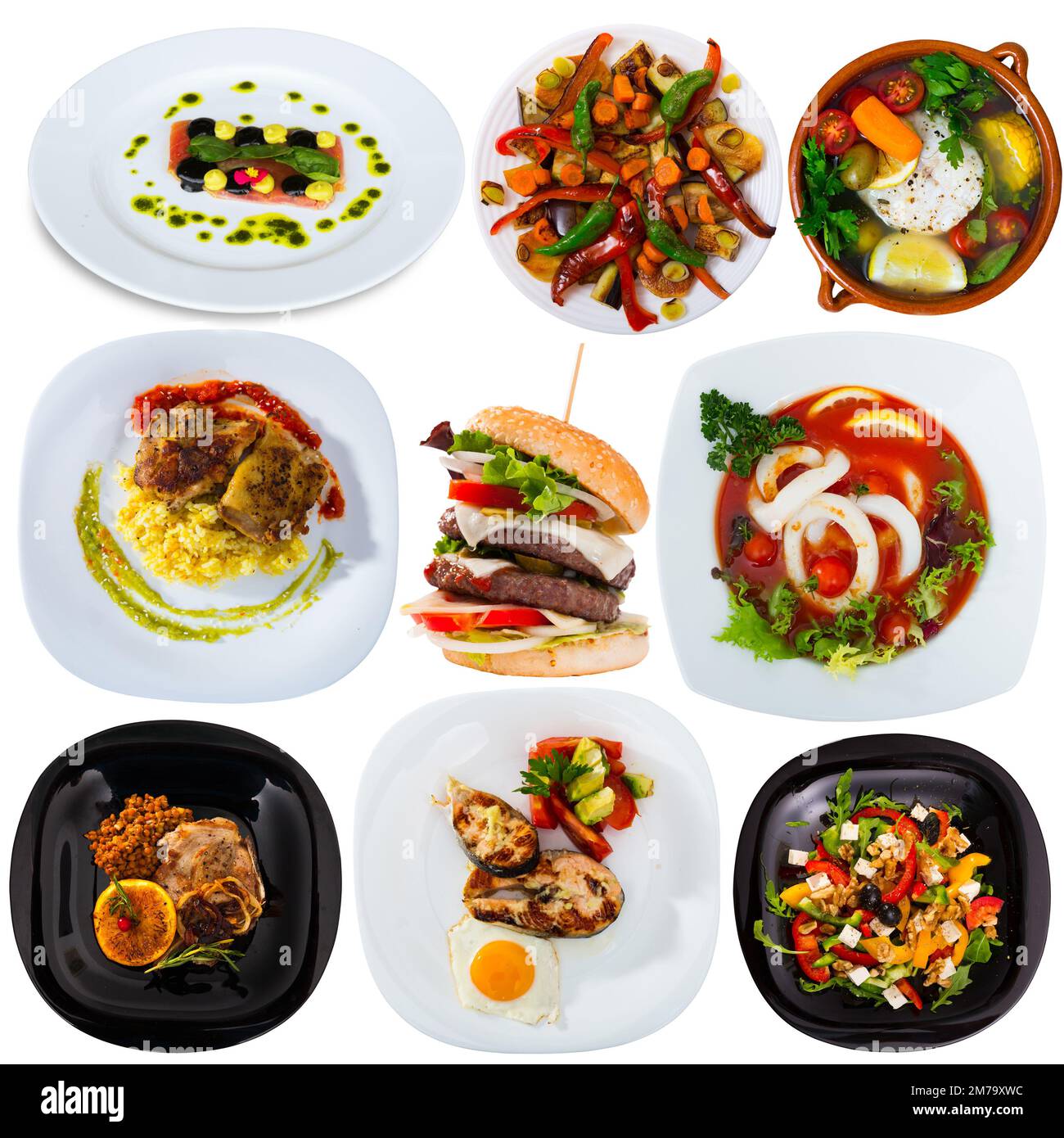 Collage of different meals isolated Stock Photo - Alamy