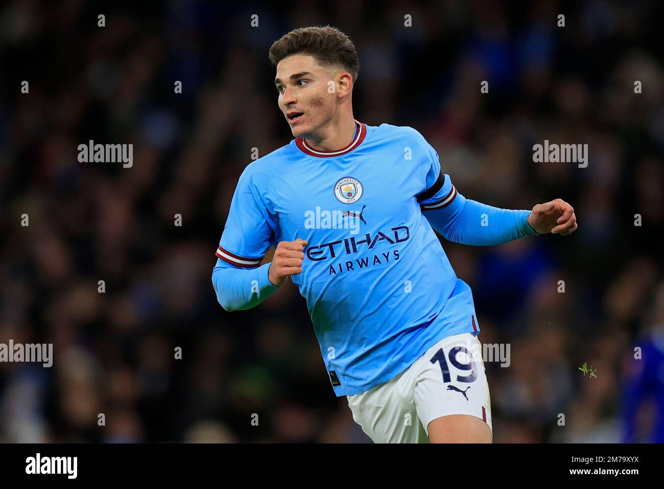 Julian Alvarez #19 of Manchester City during the FA Cup Third Round ...