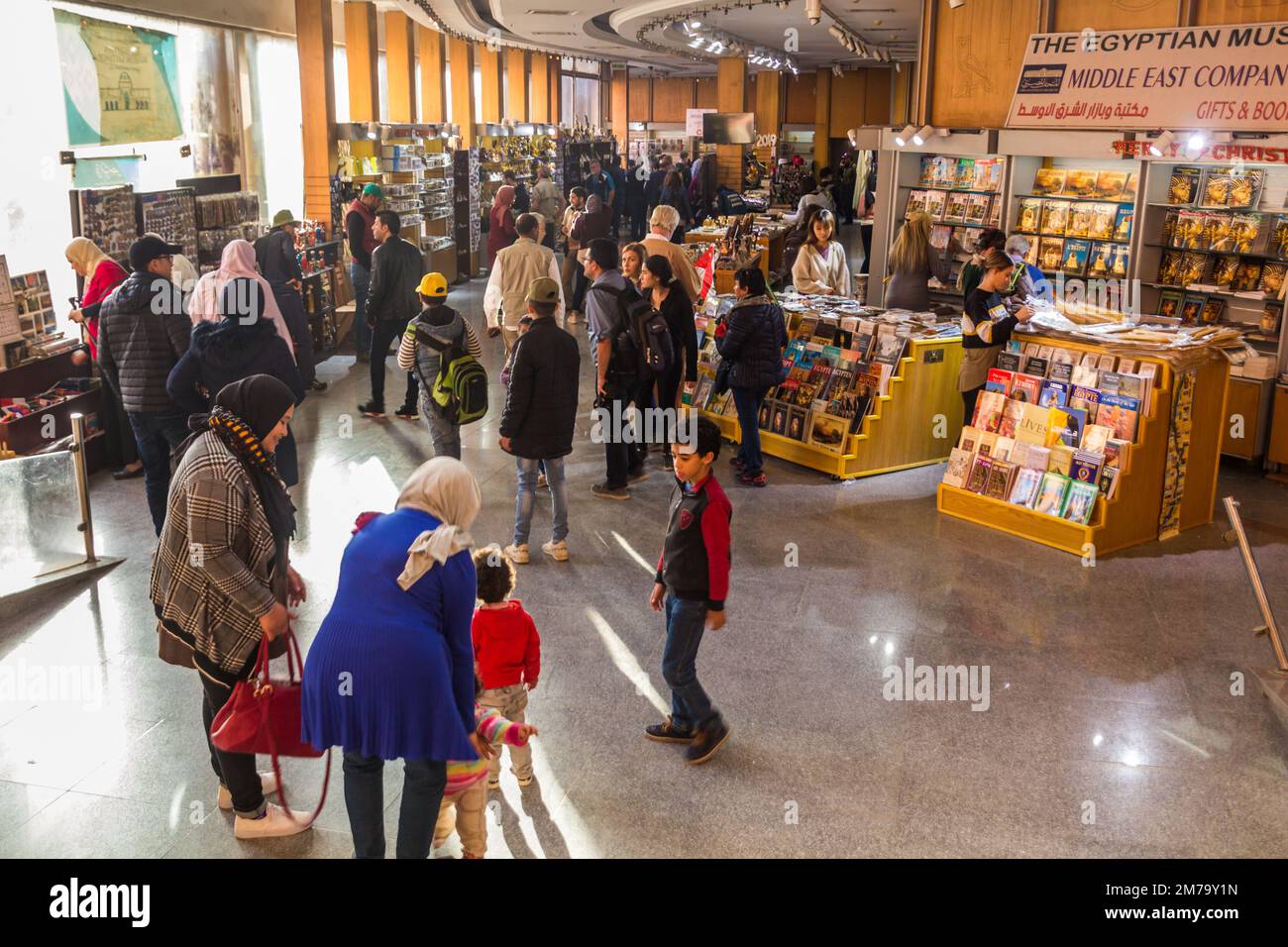 CAIRO, EGYPT - JANUARY 27, 2019: People in the souvenir shop of the ...