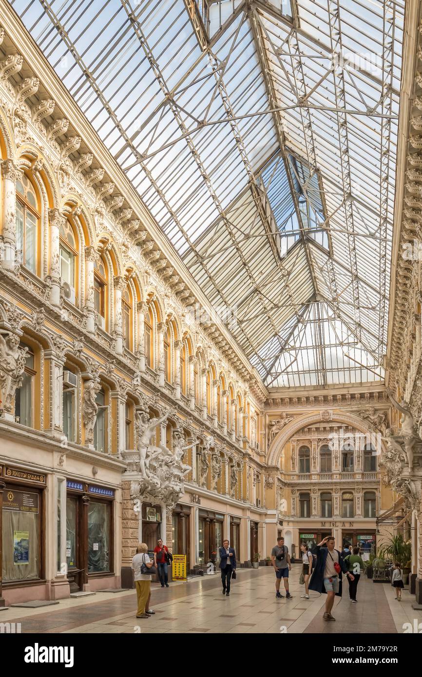 Interior of the historic Odessa Passage complex in Odessa, Ukraine ...