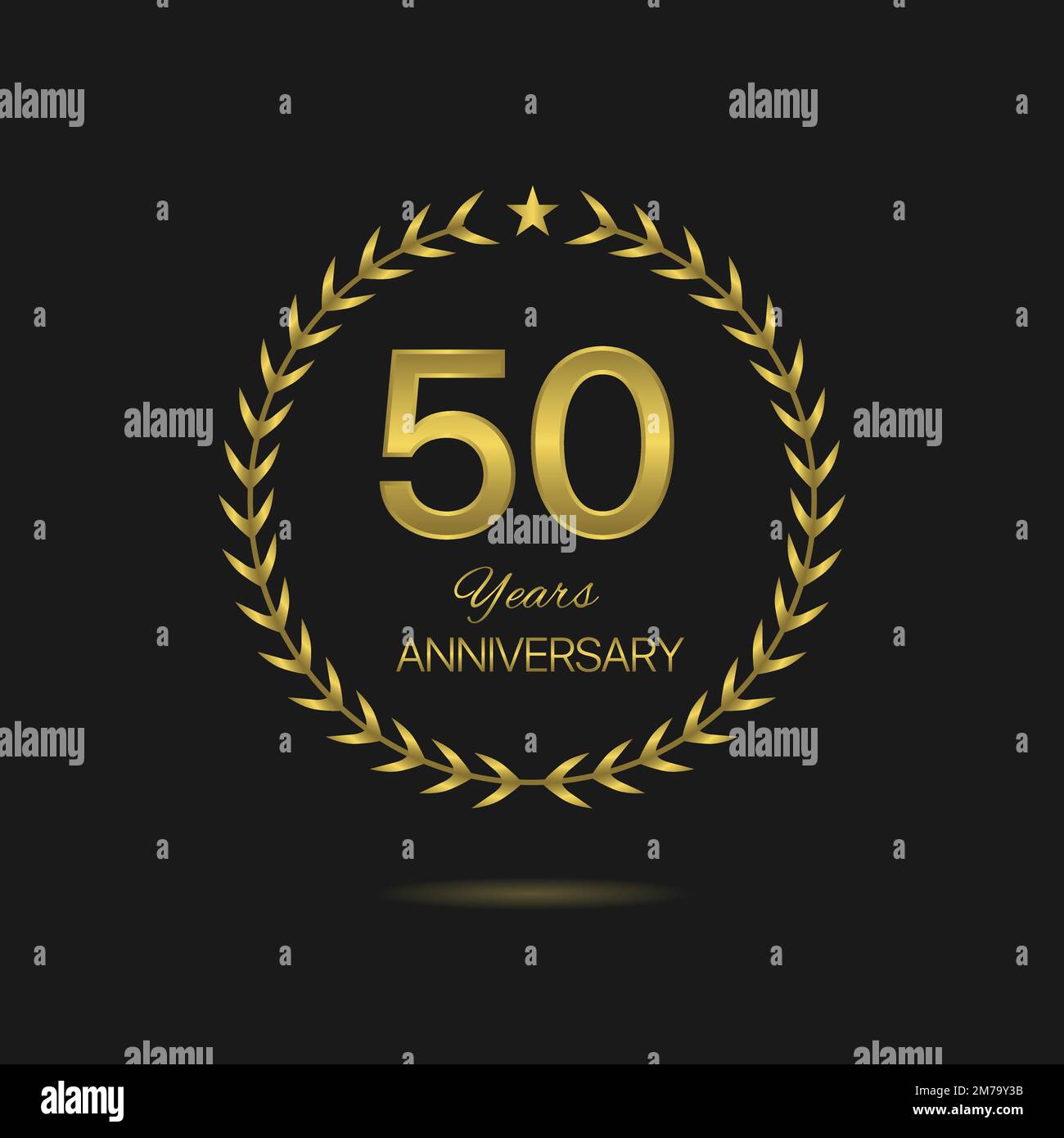 Fifty years Anniversary golden laurel wreath label Stock Vector Image ...