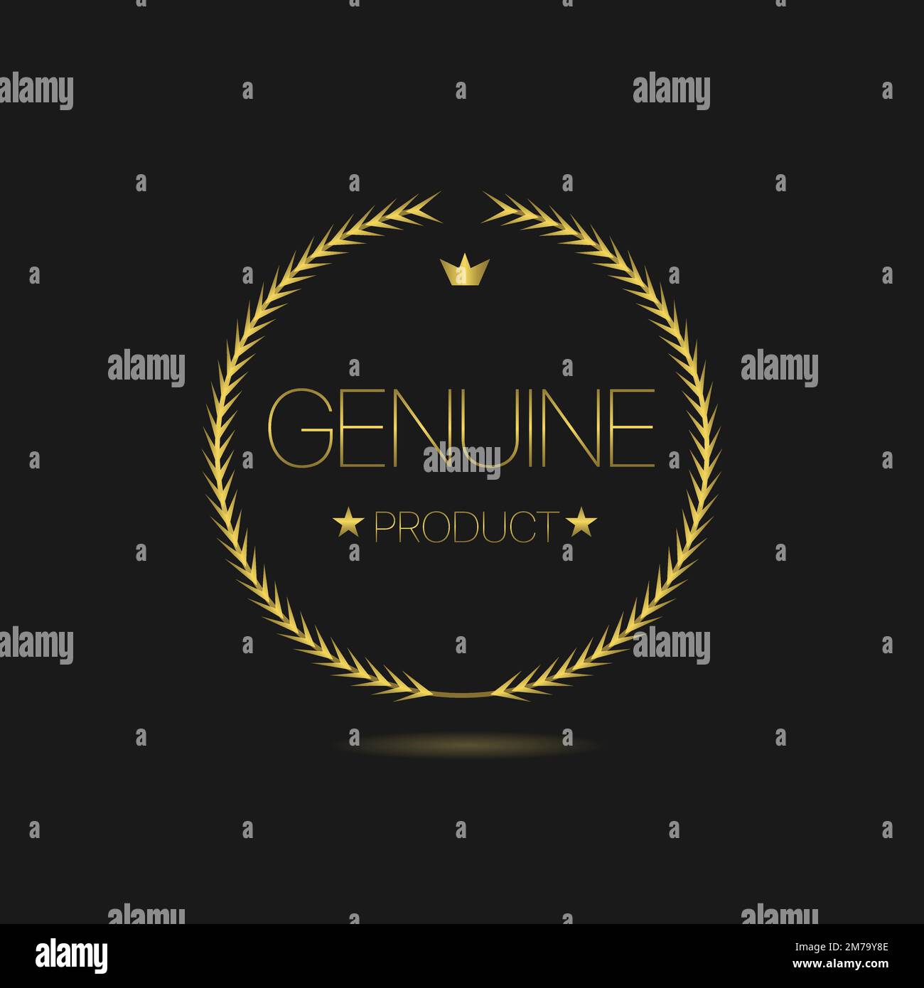 Genuine product golden laurel wreath vector label Stock Vector Image ...