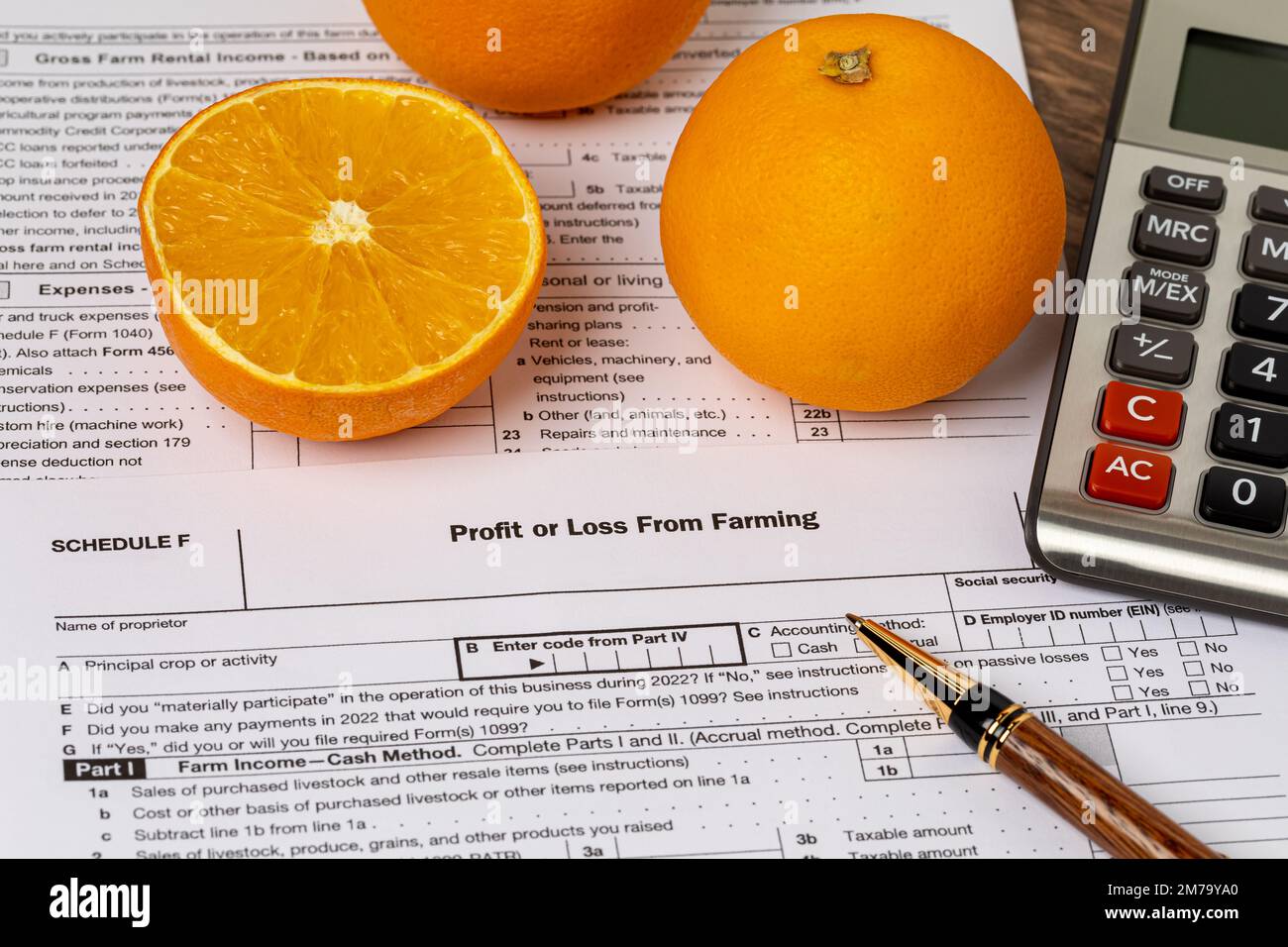 Oranges and farming profit or loss tax form with calculator. Citrus and ...