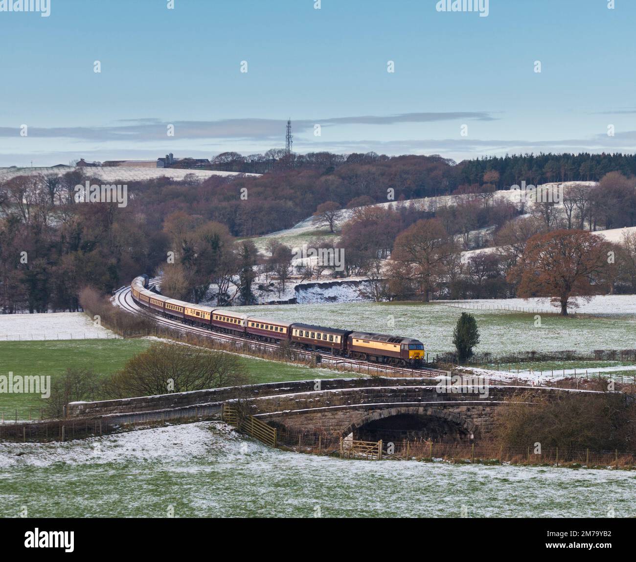 Northern Belle dining train in the frosty countryside on the scenic ...