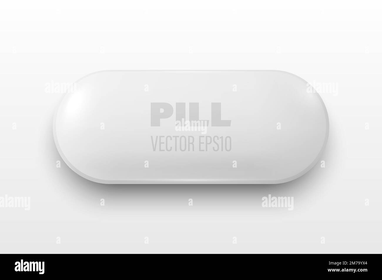 Vector 3d Realistic White Oval Horizontal Pharmaceutical Medical Pill ...