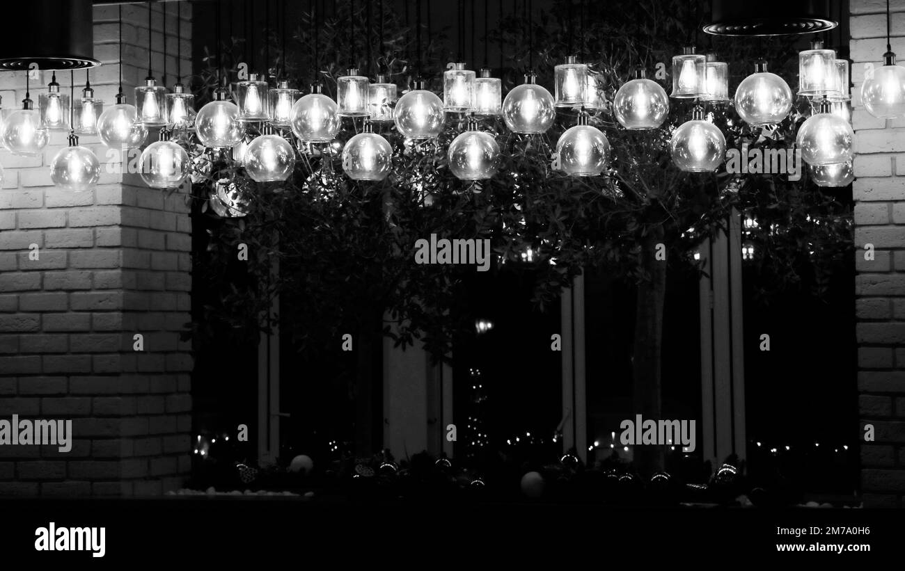 beautiful roof or ceiling lights in a restaurant Stock Photo - Alamy