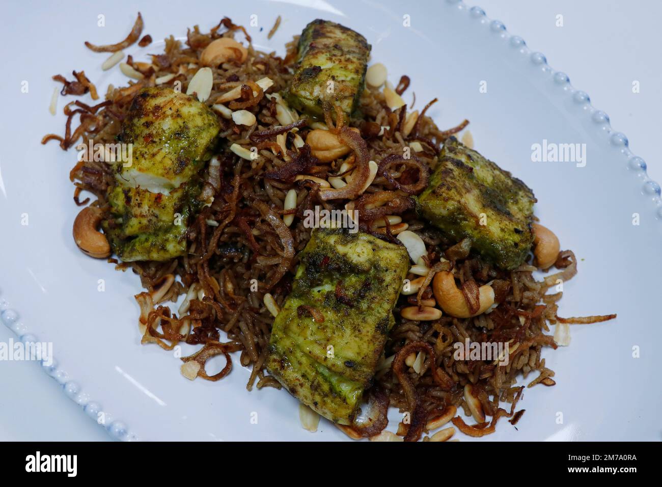 chermoula samak, traditional arabic middle eastern flavored rice with ...