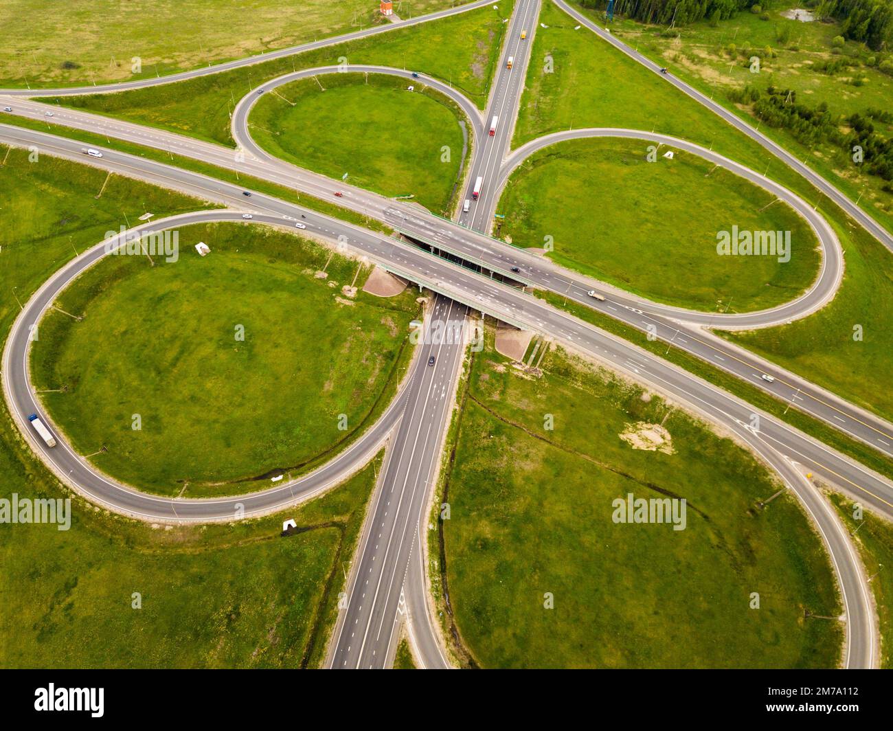 Top view of green roundabout Stock Photo - Alamy