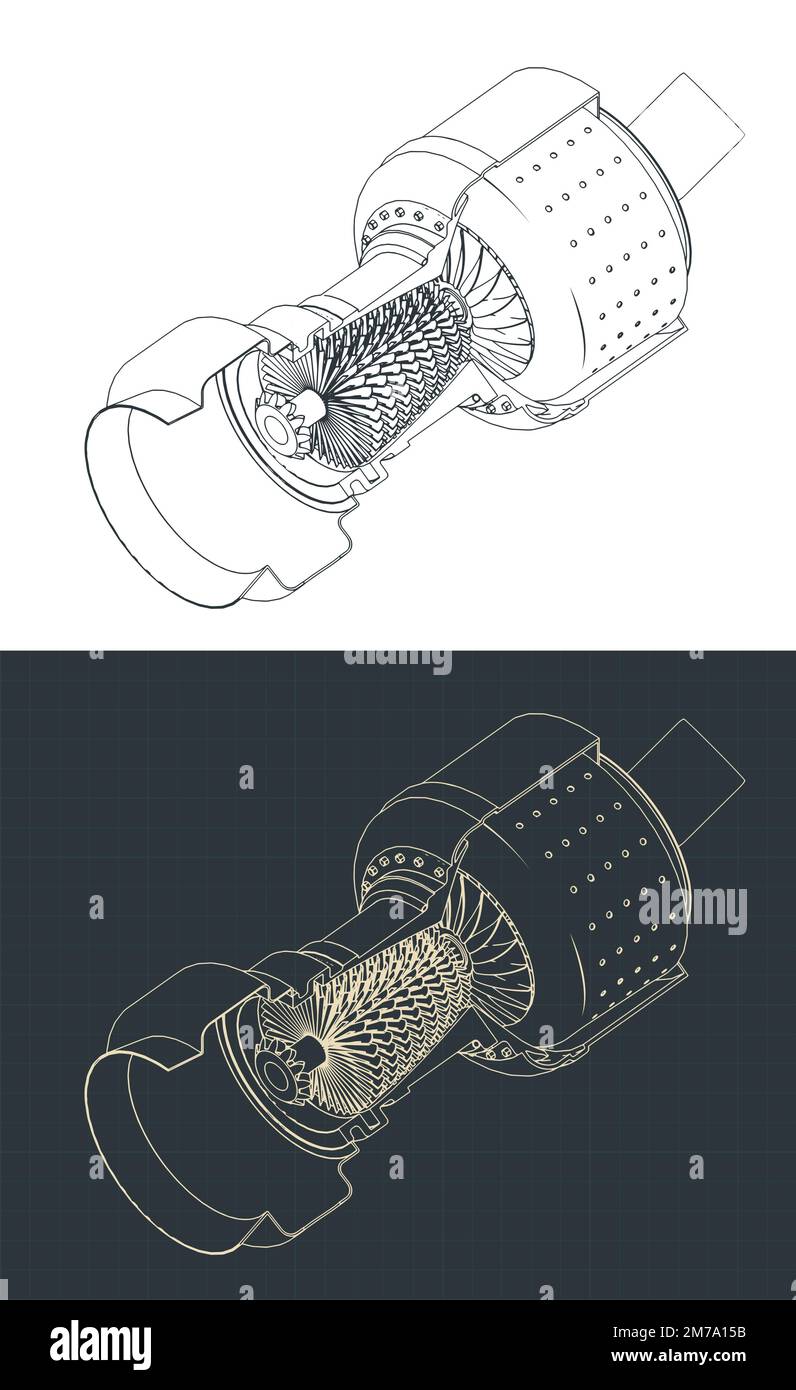 Stylized vector illustration of cutaway view of industrial gas turbine engine Stock Vector Image ...