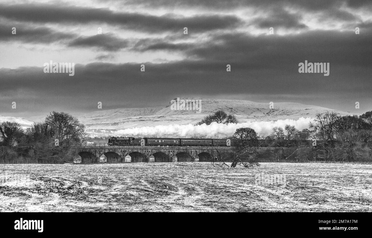 West Coast Railways steam locomotive 46115 Scots Guardsman crossing ...