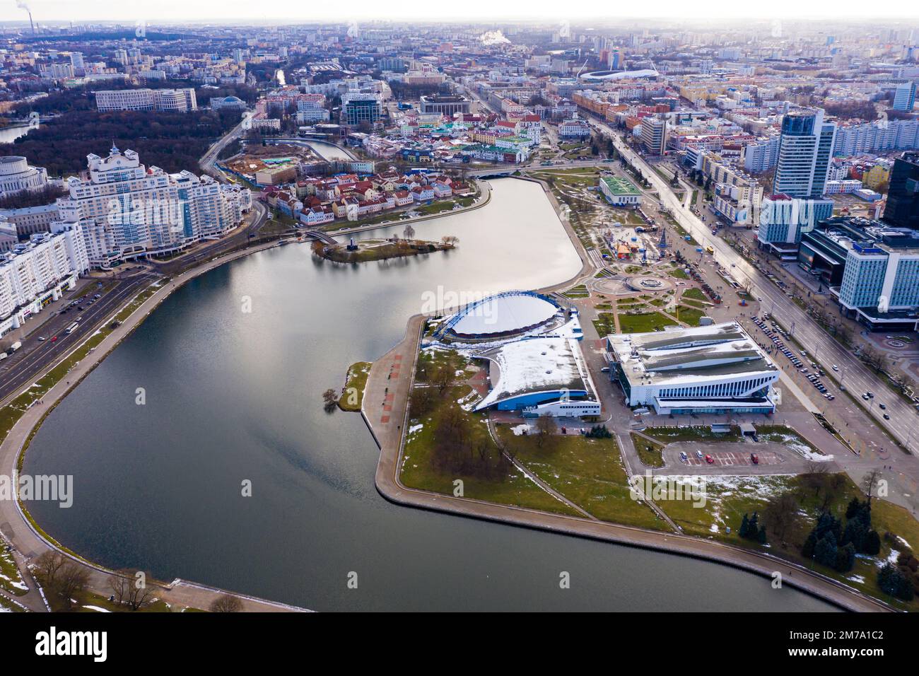Central areas of Minsk on Svislach river Stock Photo - Alamy