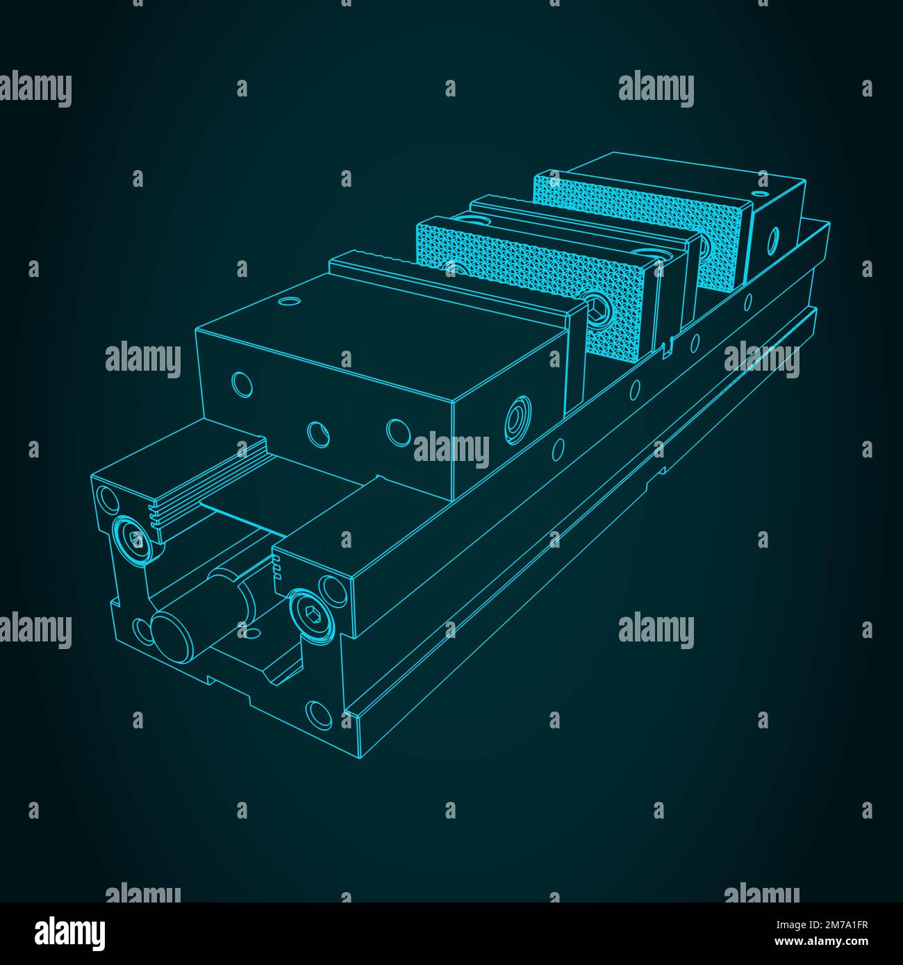 Stylized vector illustrations of blueprint of machine vice for CNC machines Stock Vector Image ...