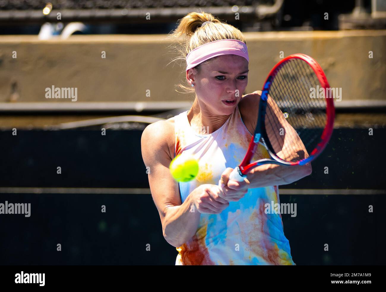 Camila Giorgi of Italy in action during the first qualifications round at the 2023 Adelaide ...