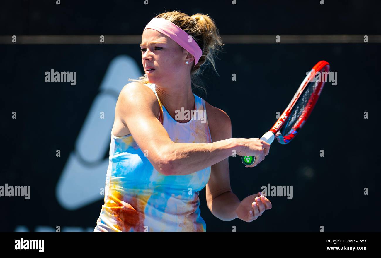 Camila Giorgi of Italy in action during the first qualifications round at the 2023 Adelaide ...