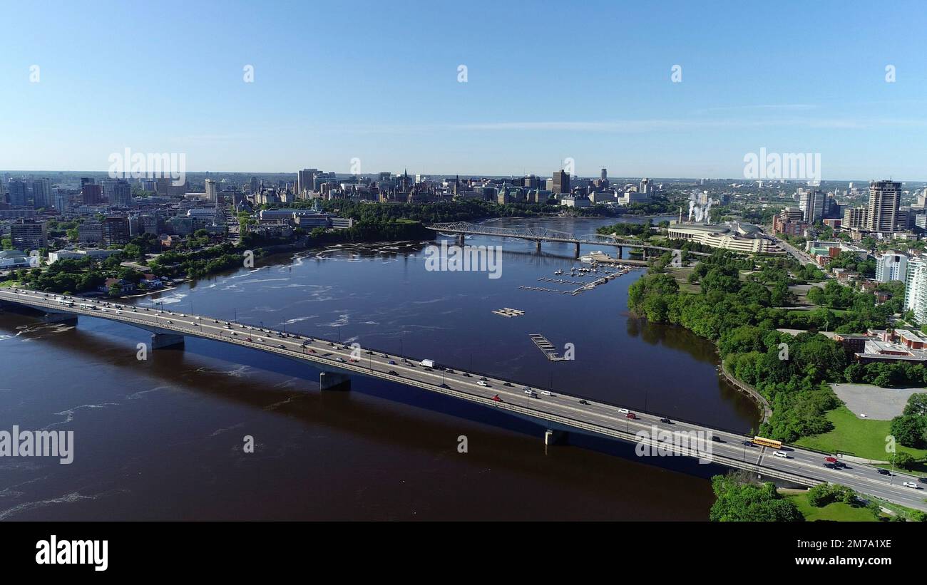 A beautiful view of a city with modern buildings and traffic road over ...