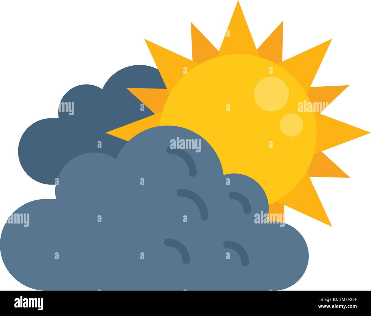 Cloudy sun icon flat vector. Rain forecast. Meteo rainy isolated Stock ...