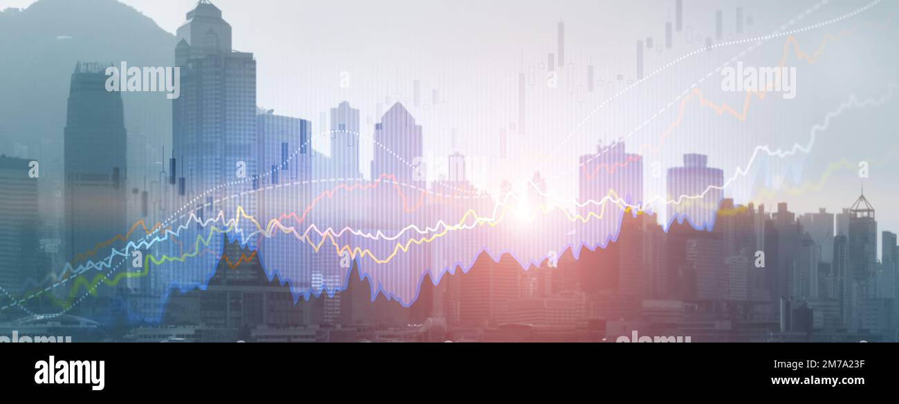 Smart city and stats concept with growing digital graphs and diagram on ...