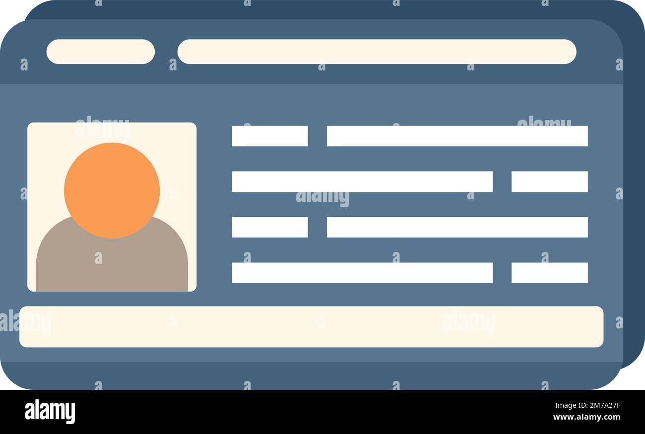Id card icon flat vector. Name identity. Office access isolated Stock ...