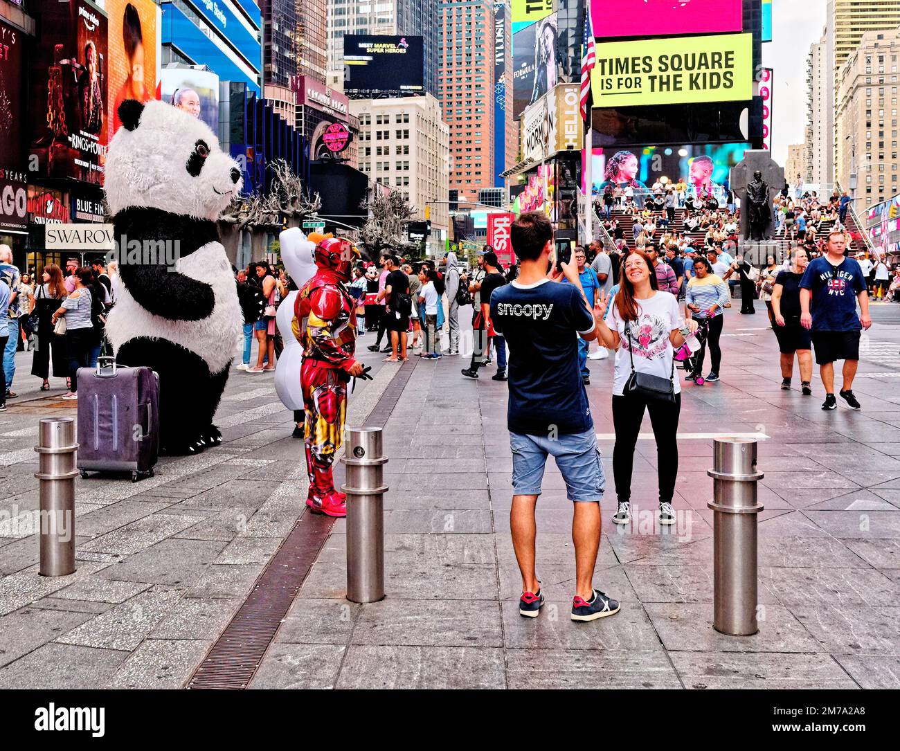 Iron Man and Panda in Times Square Stock Photo - Alamy