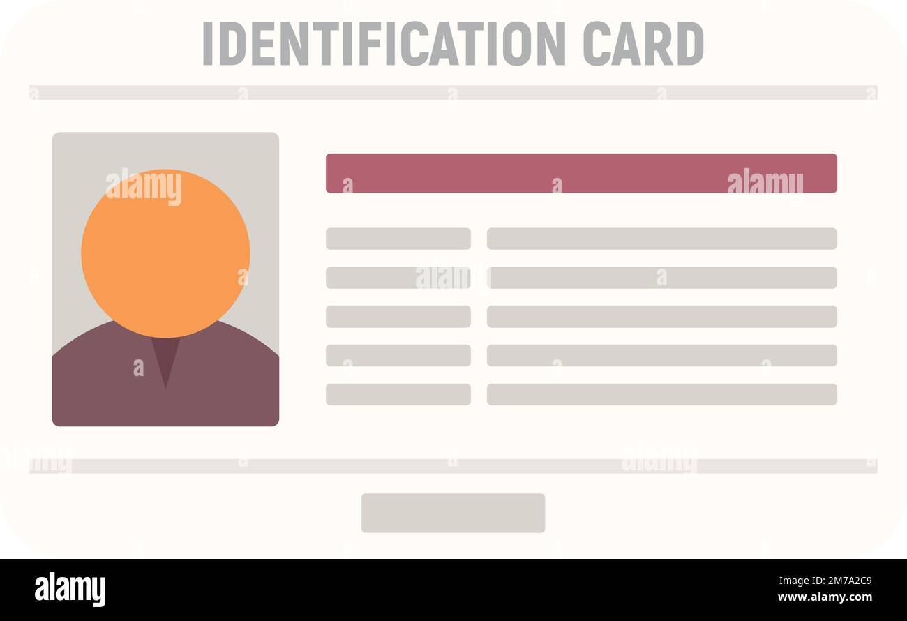 Id card identification icon flat vector. Photo identity. Office tag ...