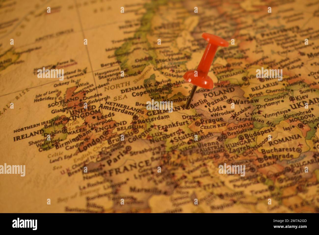 Vintage map of Germany with a pin on a Berlin Stock Photo - Alamy
