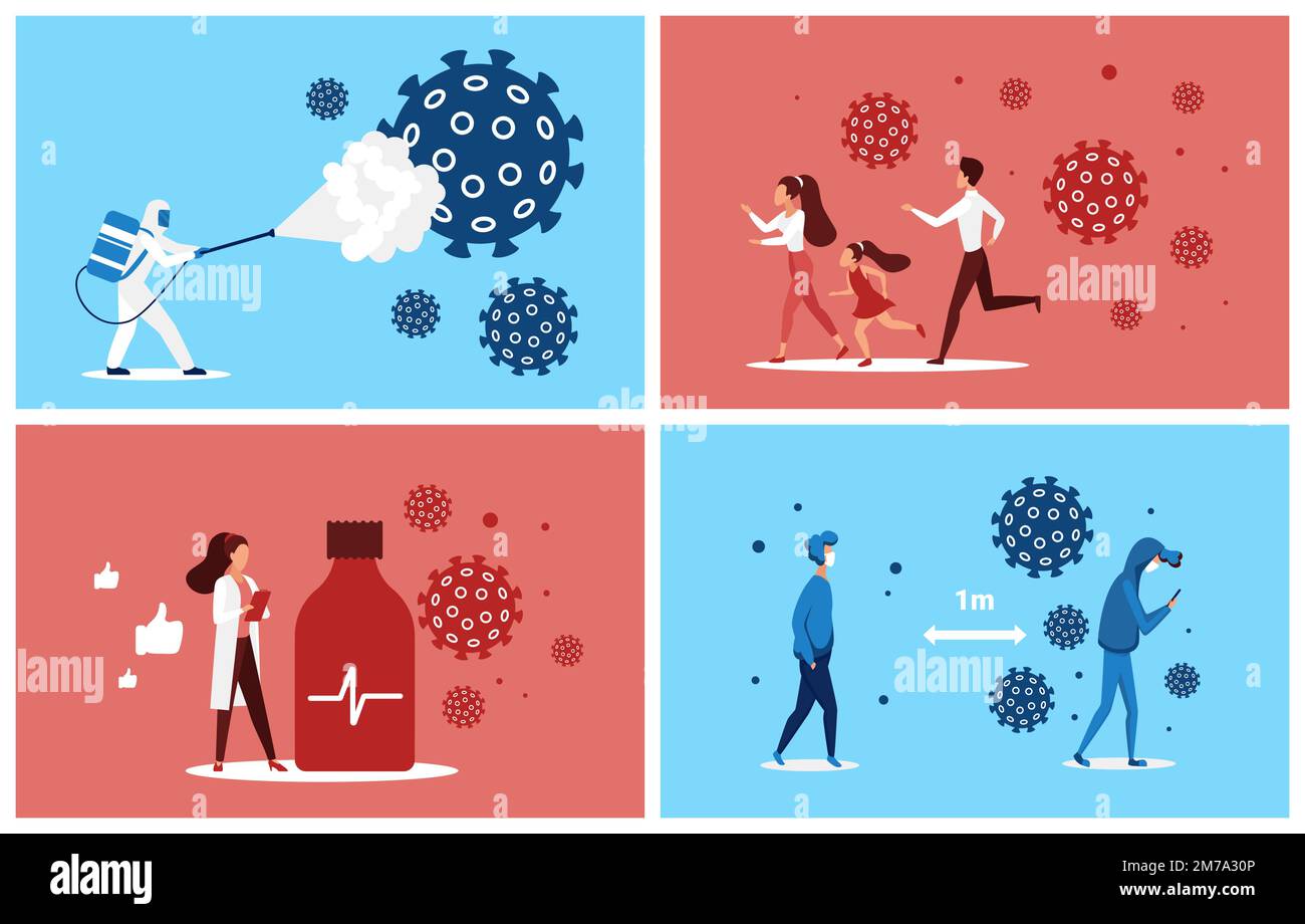 Covid safety measures. Health protection, keep social distance, virus ...