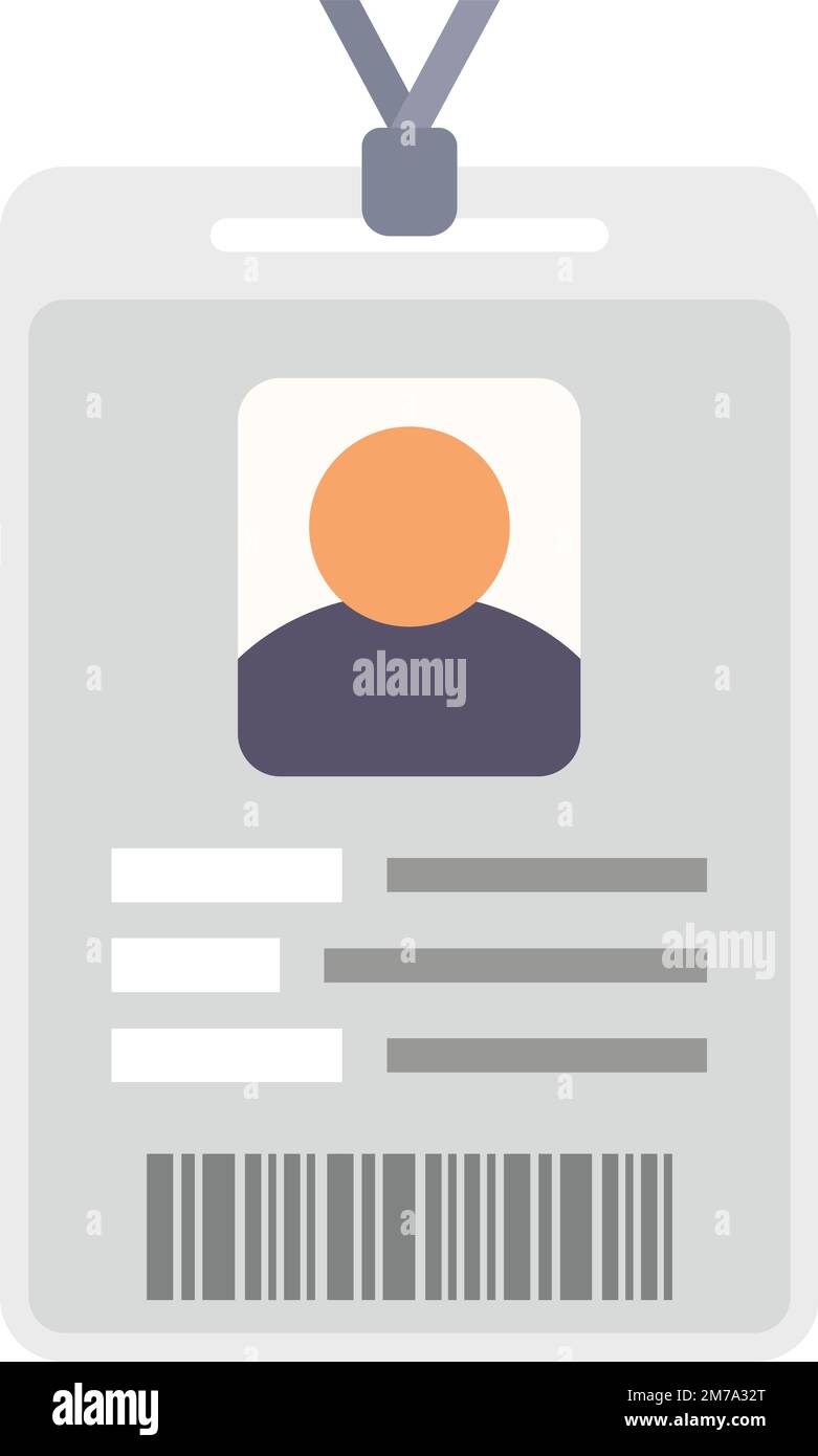 Id card template icon flat vector. Office pass. Staff personal isolated ...