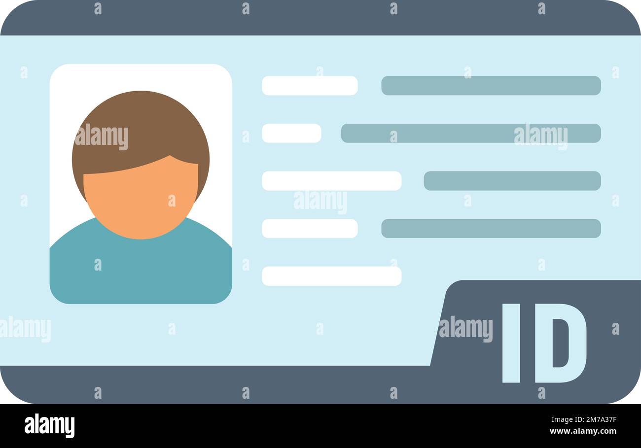 Web id card icon flat vector. Photo badge. Pass template isolated Stock ...
