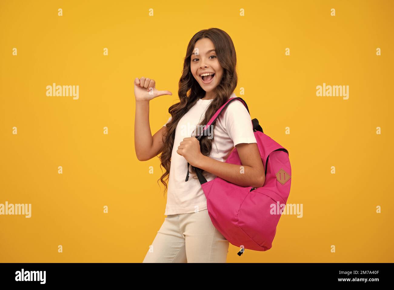 Back to school. Teenage school girl ready to learn. School children on ...