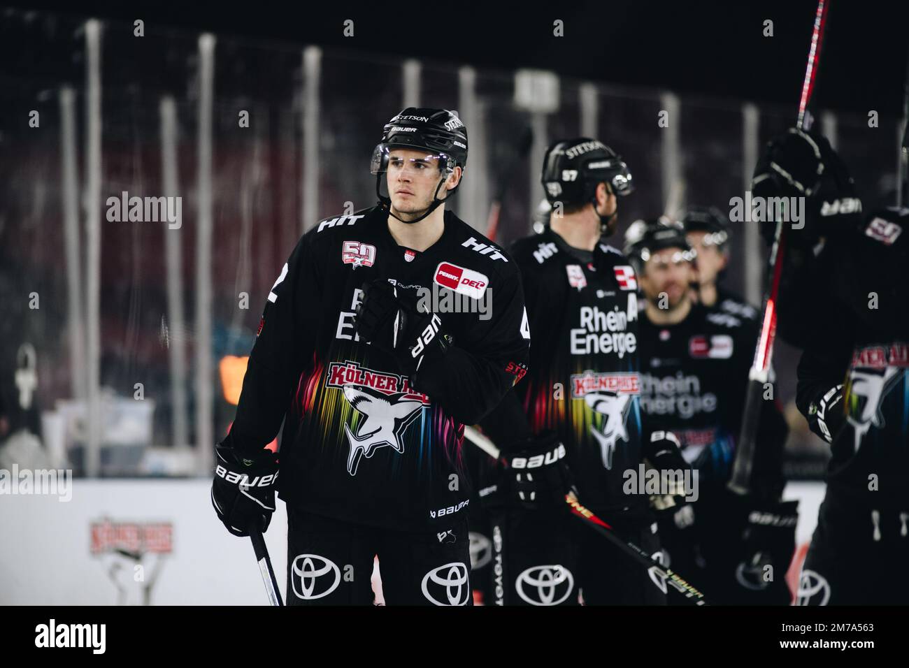 COLOGNE, GERMANY - JANUARY 08, 2023: Hockey match DEL Koelner Haie ...