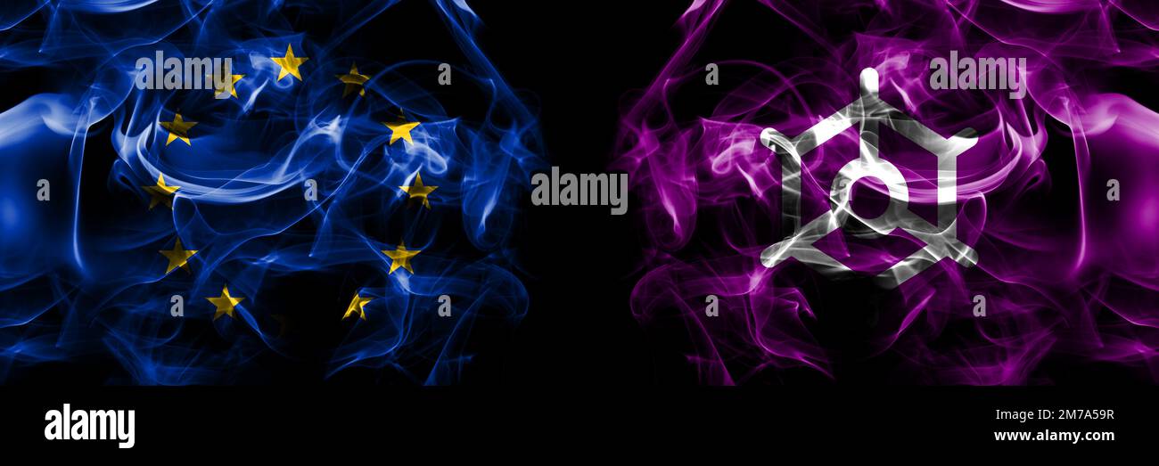 Flags of EU, European Union vs Japan, Japanese, Kikonai, Hokkaido ...