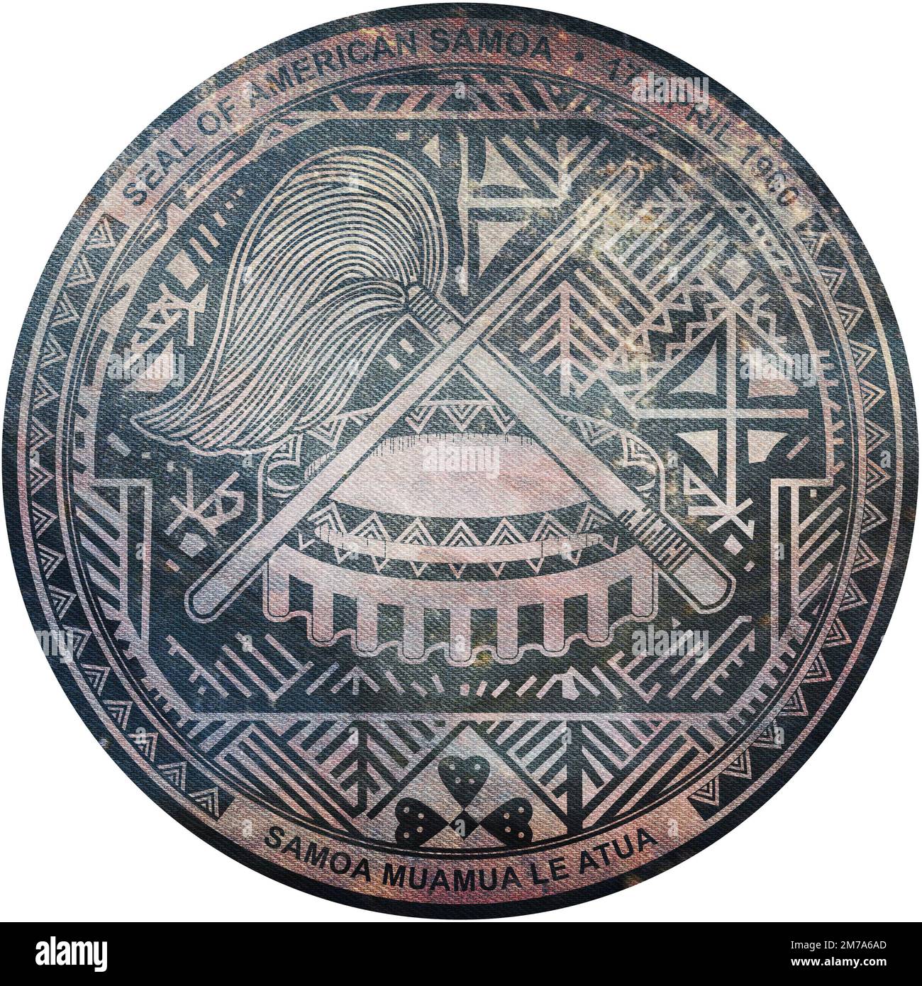 Top view of Great Seal of US Federal State of American Samoa. United ...
