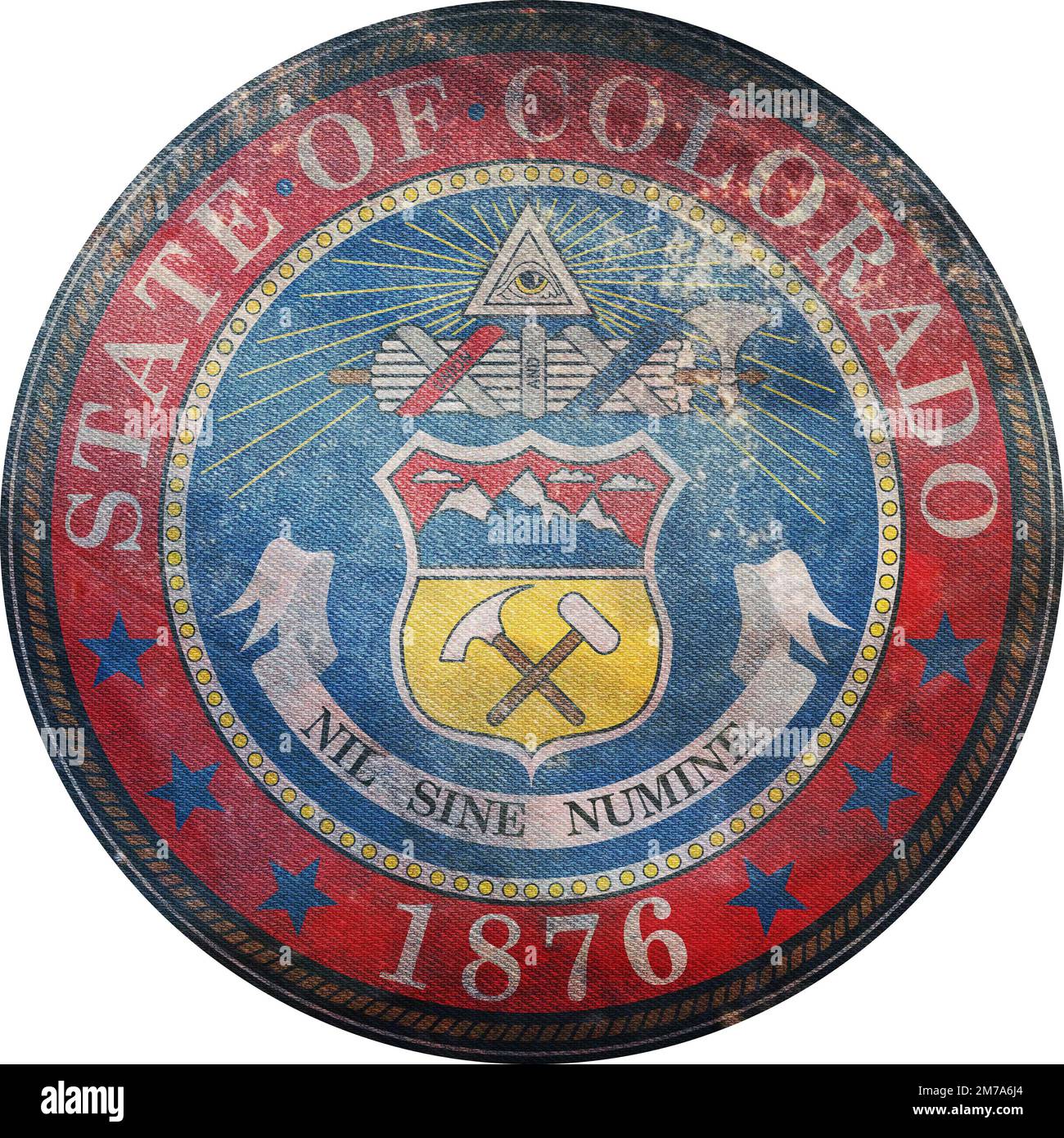 Top view of Great Seal of US Federal State of Colorado. United States ...