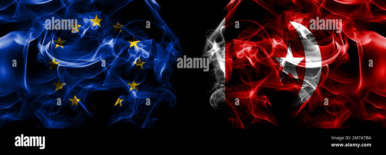 Flags of EU, European Union vs UAE, United Arab Emirates, Umm al ...