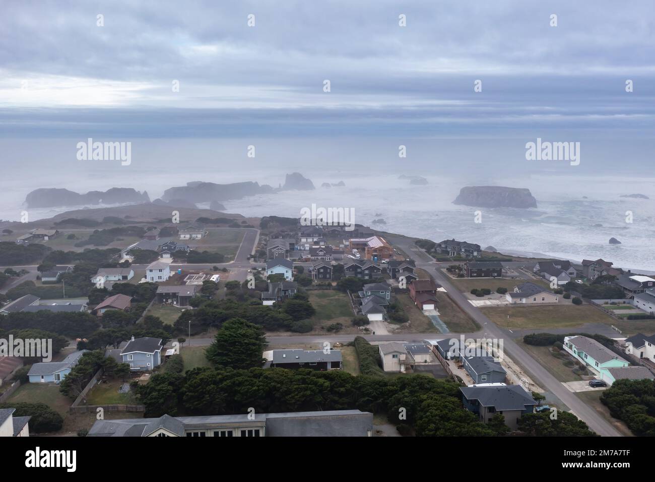 Coastal homes and vacation rentals in Bandon, Oregon Coast Stock Photo ...