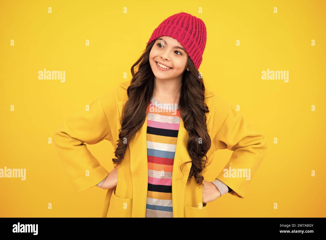 Little kid girl 12,13, 14 years old on isolated background. Children ...