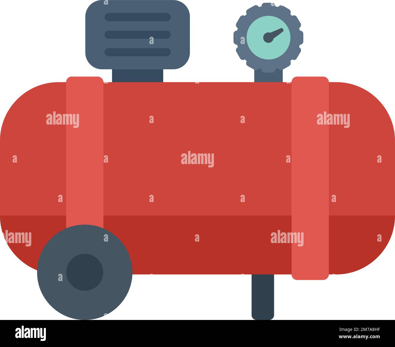 Industrial compressor icon flat vector. Pump tank. Electric motor ...