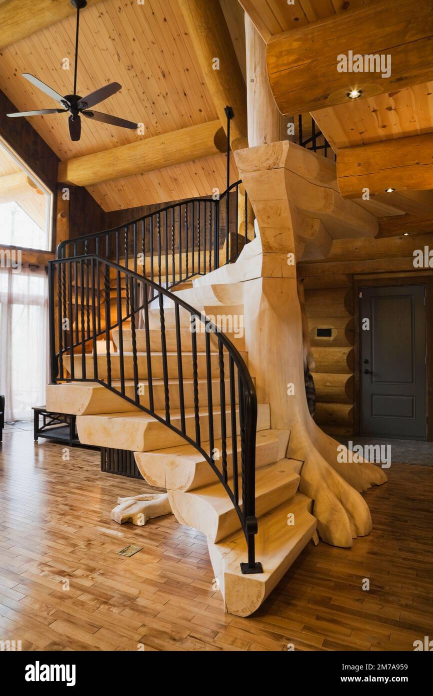Log Home Wrought Iron Stair Railing 35 Stair Railing Ideas To Elevate