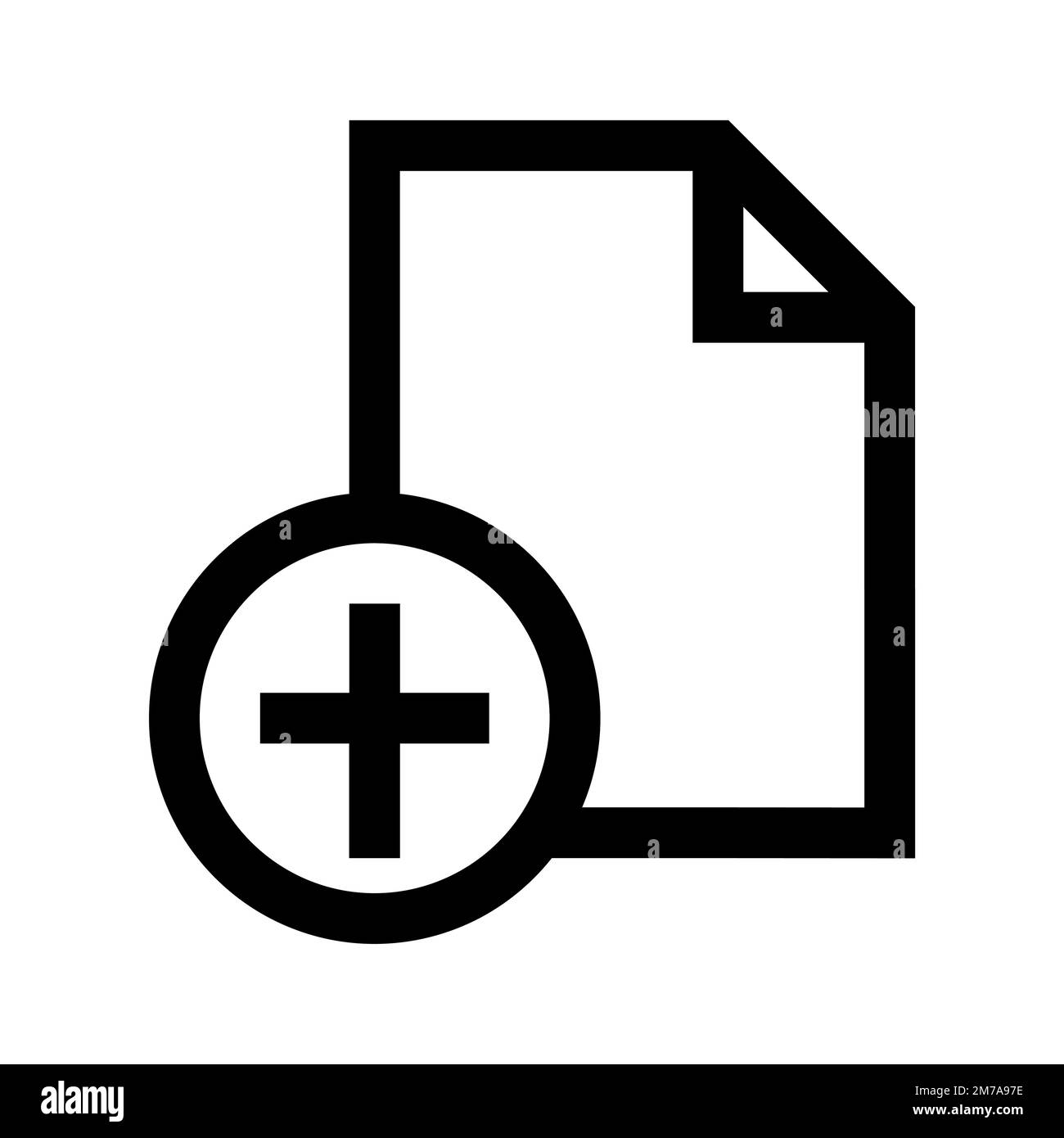 Add file icon line isolated on white background. Black flat thin icon ...