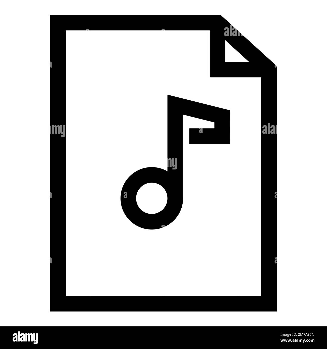 Music file icon line isolated on white background. Black flat thin icon ...