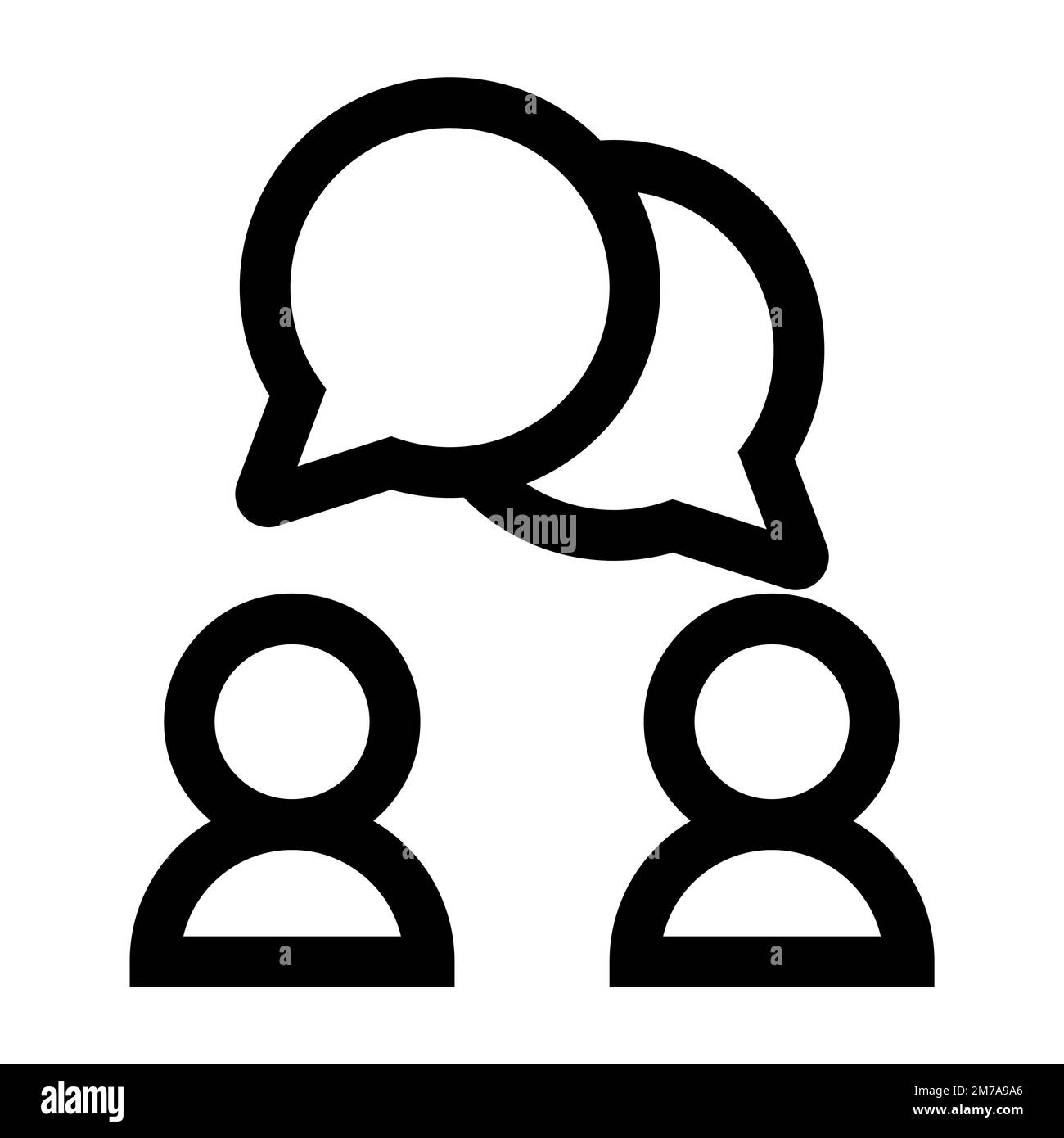 People talk icon line isolated on white background. Black flat thin ...