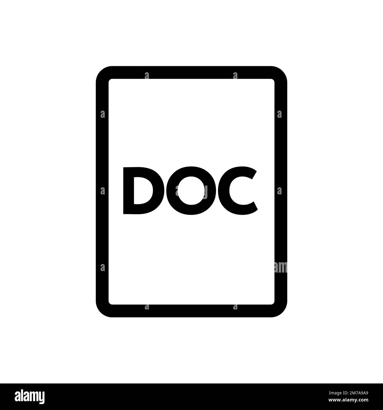 Doc file icon line isolated on white background. Black flat thin icon ...
