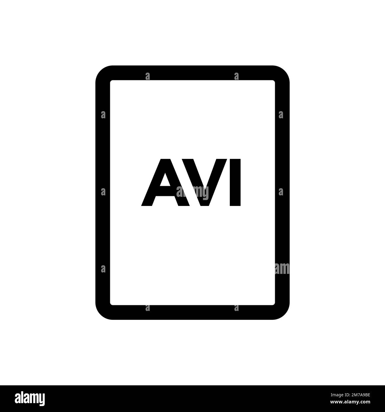 AVI file icon line isolated on white background. Black flat thin icon ...