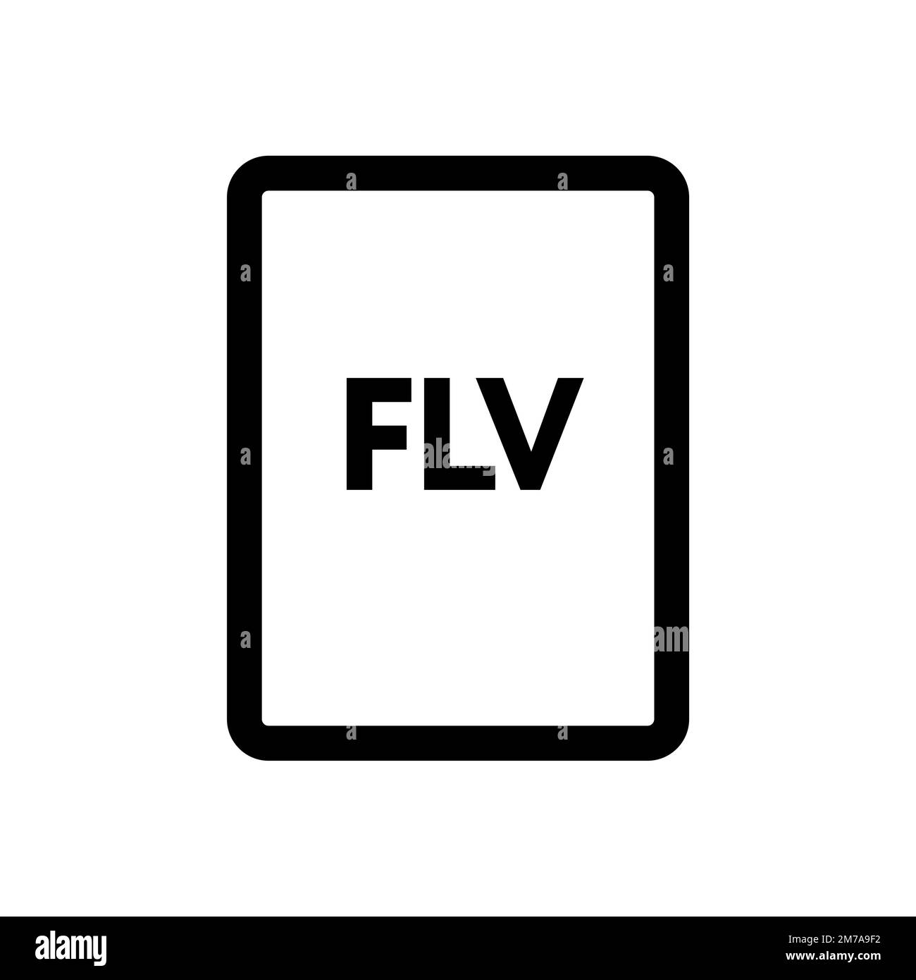 FLV file icon line isolated on white background. Black flat thin icon ...