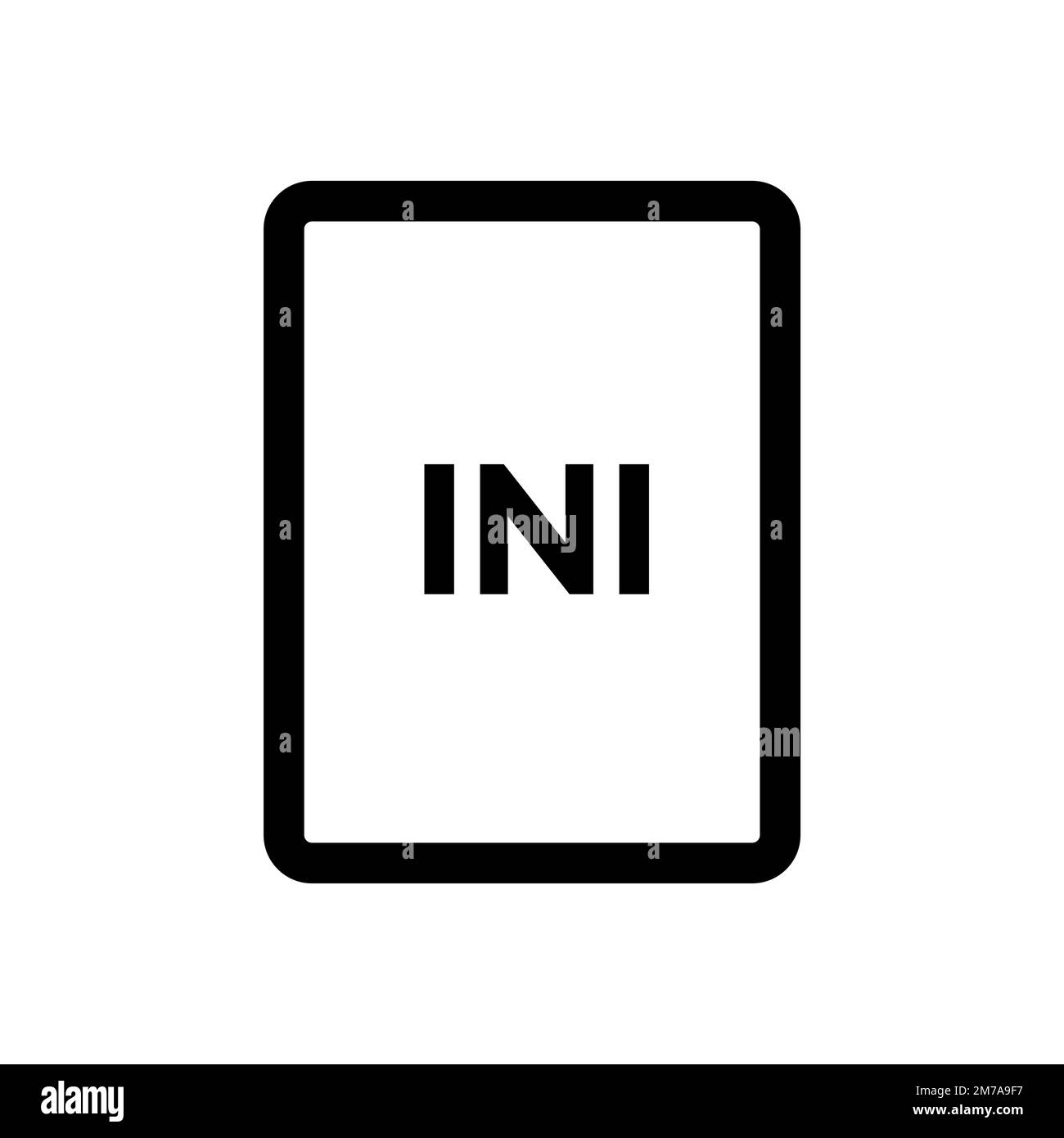 INI file icon line isolated on white background. Black flat thin icon ...