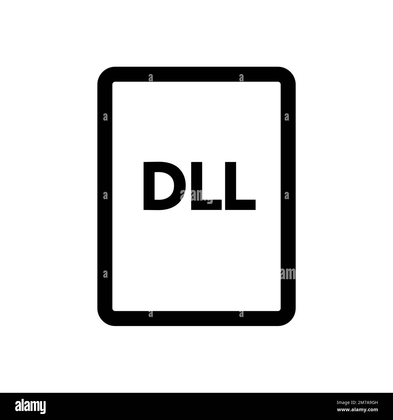 DLL file icon line isolated on white background. Black flat thin icon ...