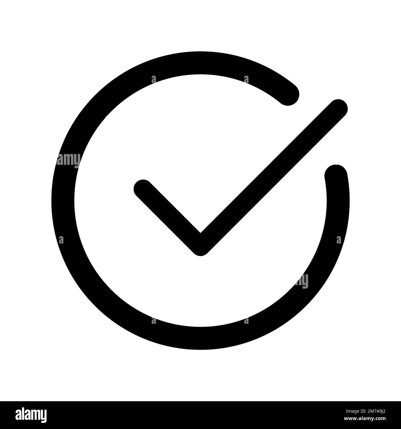 Check mark icon line isolated on white background. Black flat thin icon ...