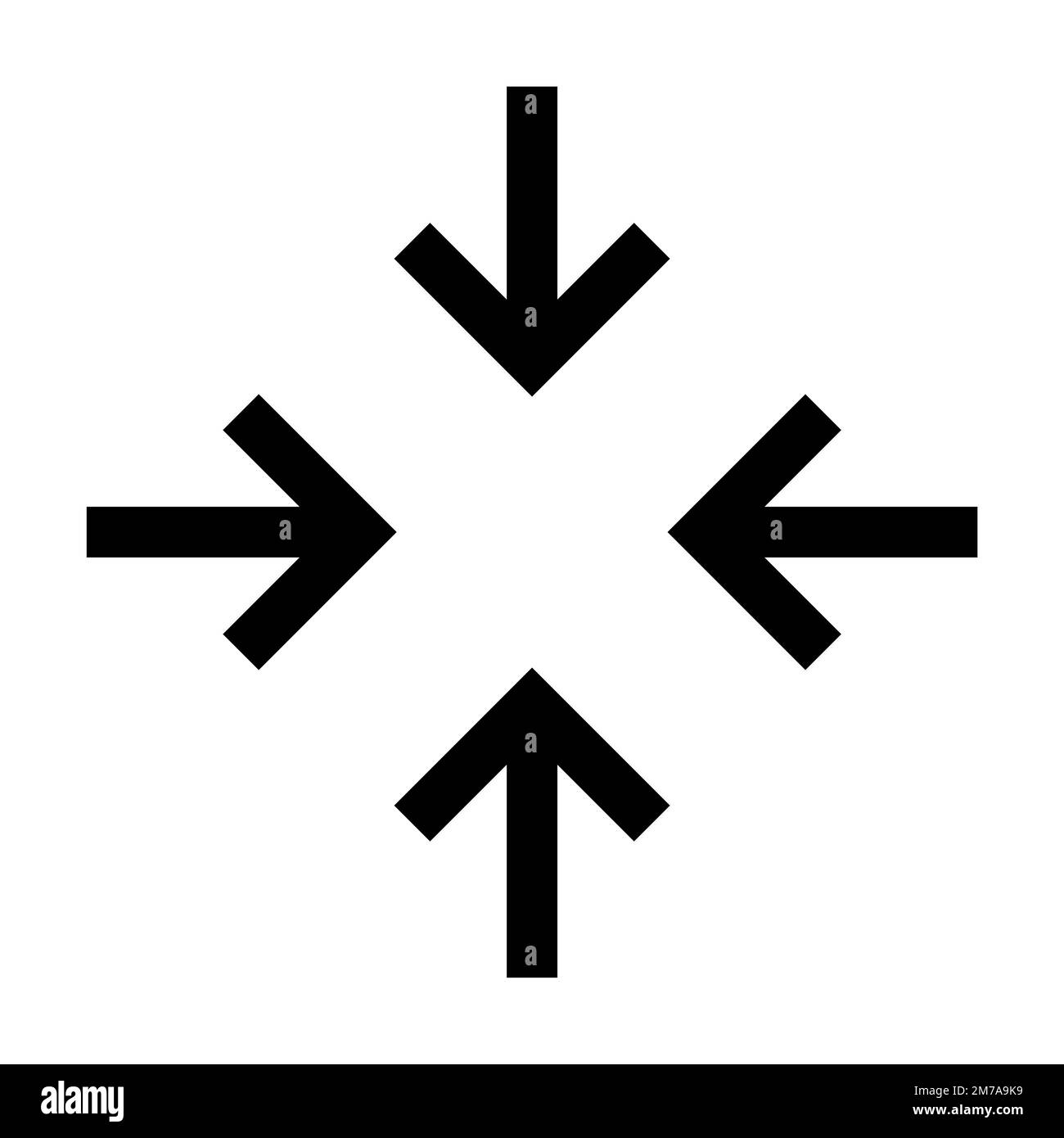 Central direction icon line isolated on white background. Black flat thin icon on modern outline ...