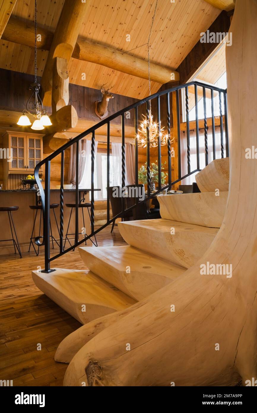 Log Home Wrought Iron Stair Railing 35 Stair Railing Ideas To Elevate